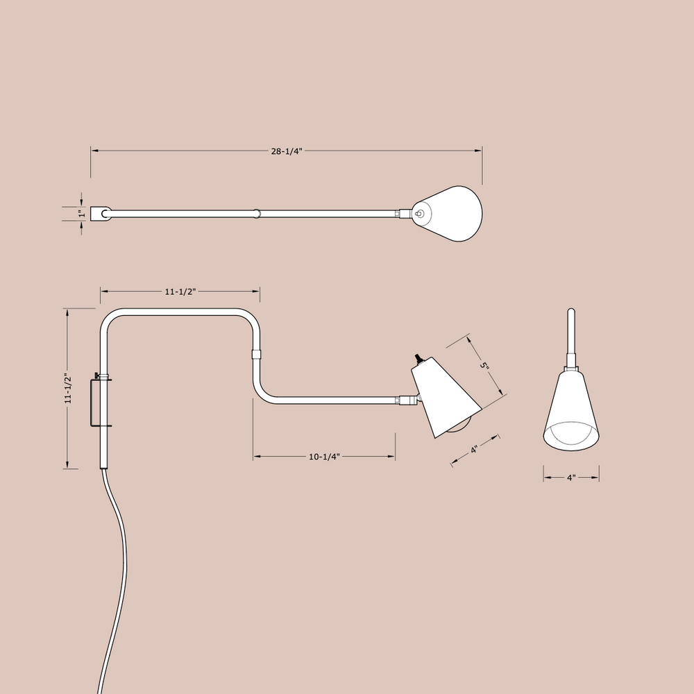 Plug-in Swing Arm Wall Lamp: Double-jointed - onefortythree
